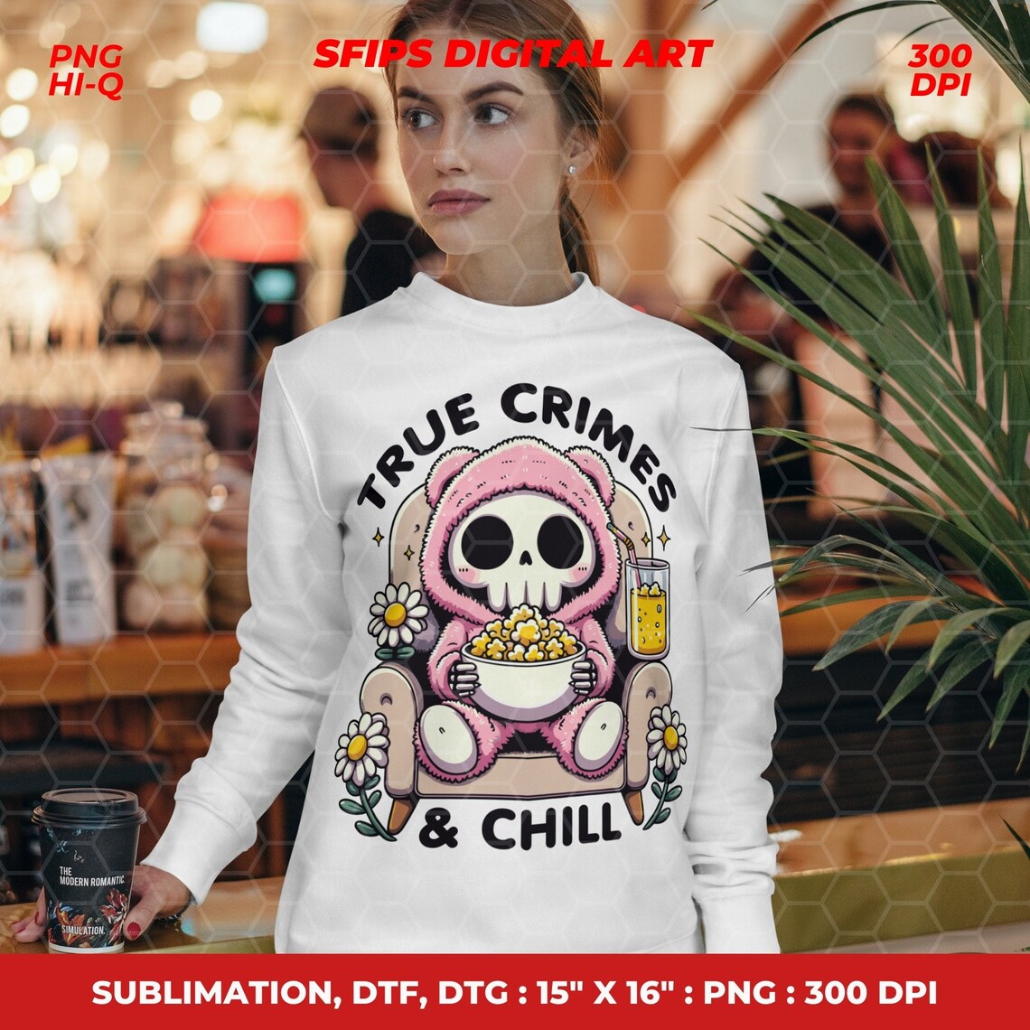 True Crimes & Chill PNG File, Cute Trendy Artsy Design for Graphic Tee ...