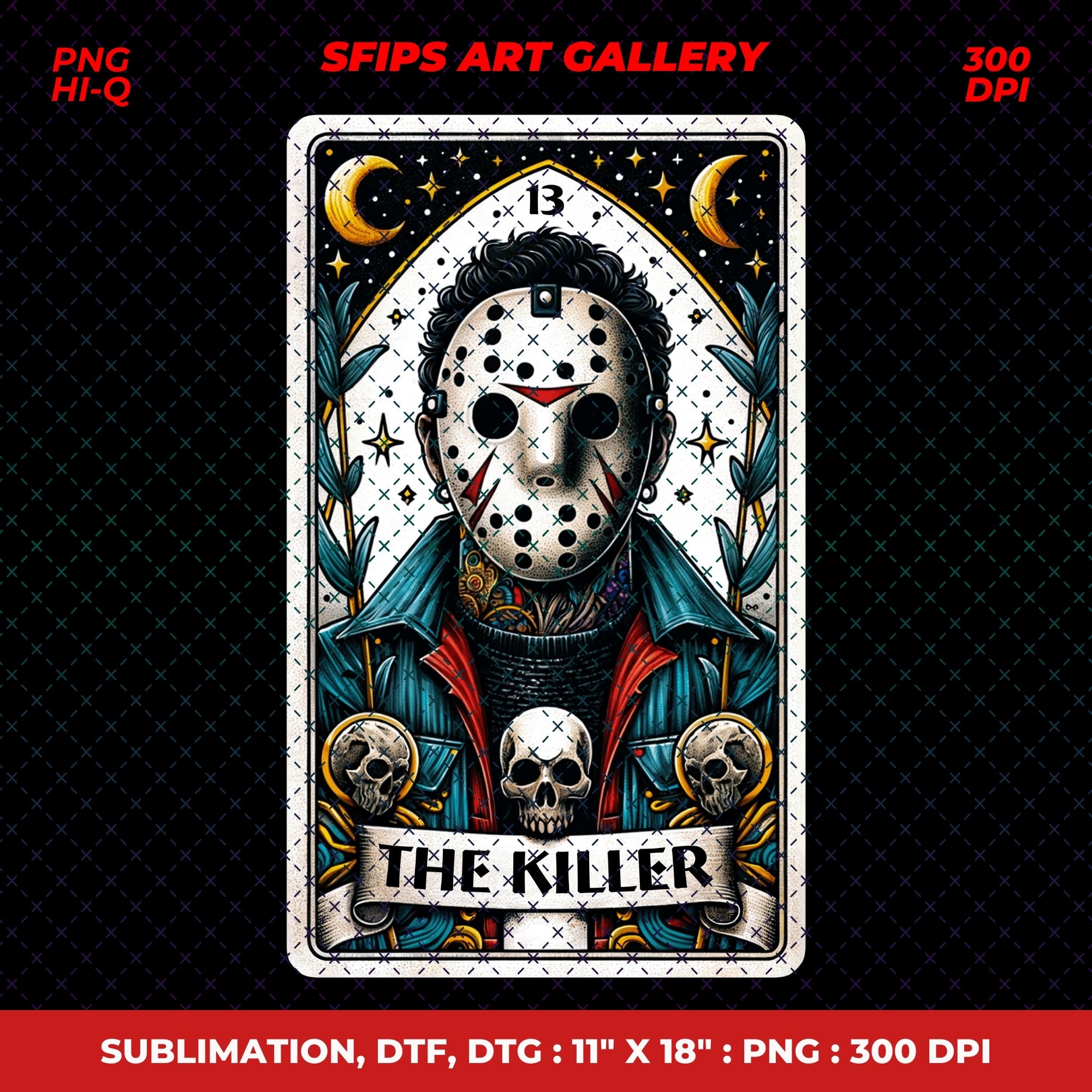 Jason the Killer Tarot Card PNG, Horror Fan Art, Horror Movie T-shirt ...