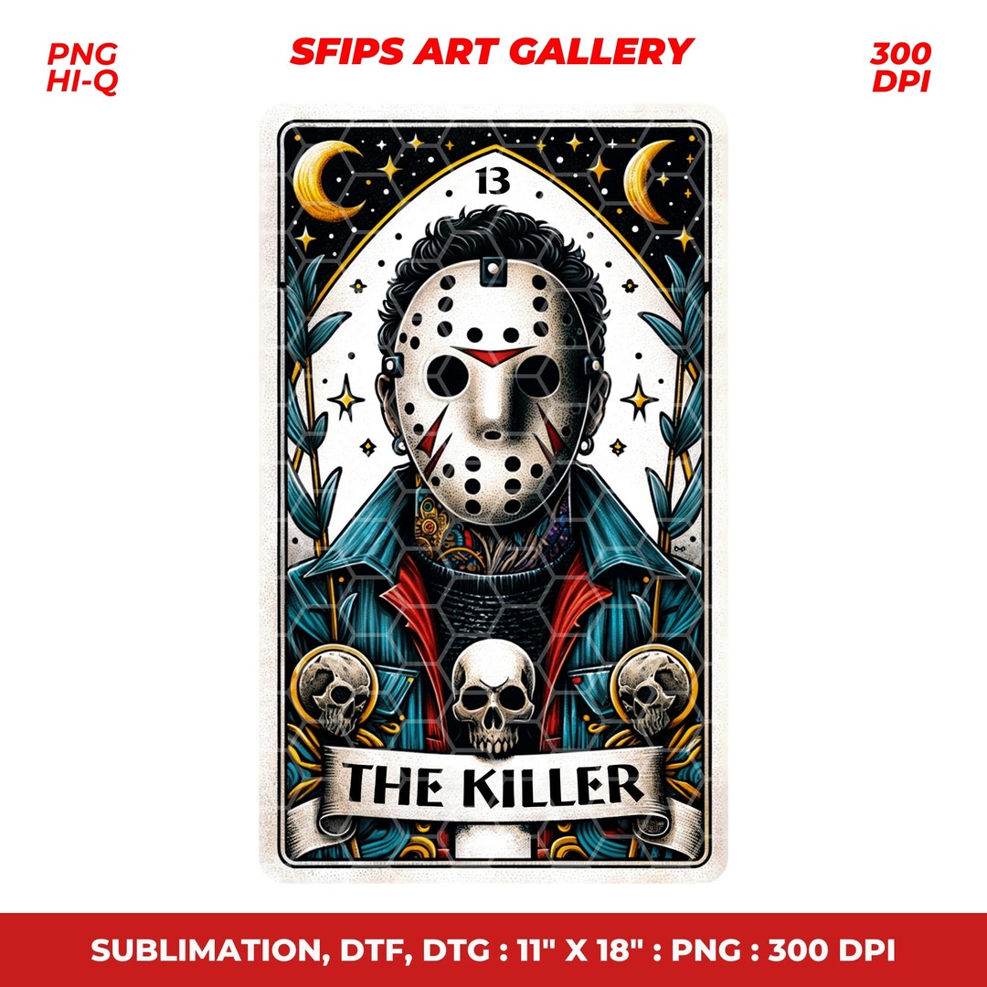 Jason the Killer Tarot Card PNG, Horror Fan Art, Horror Movie T-shirt ...