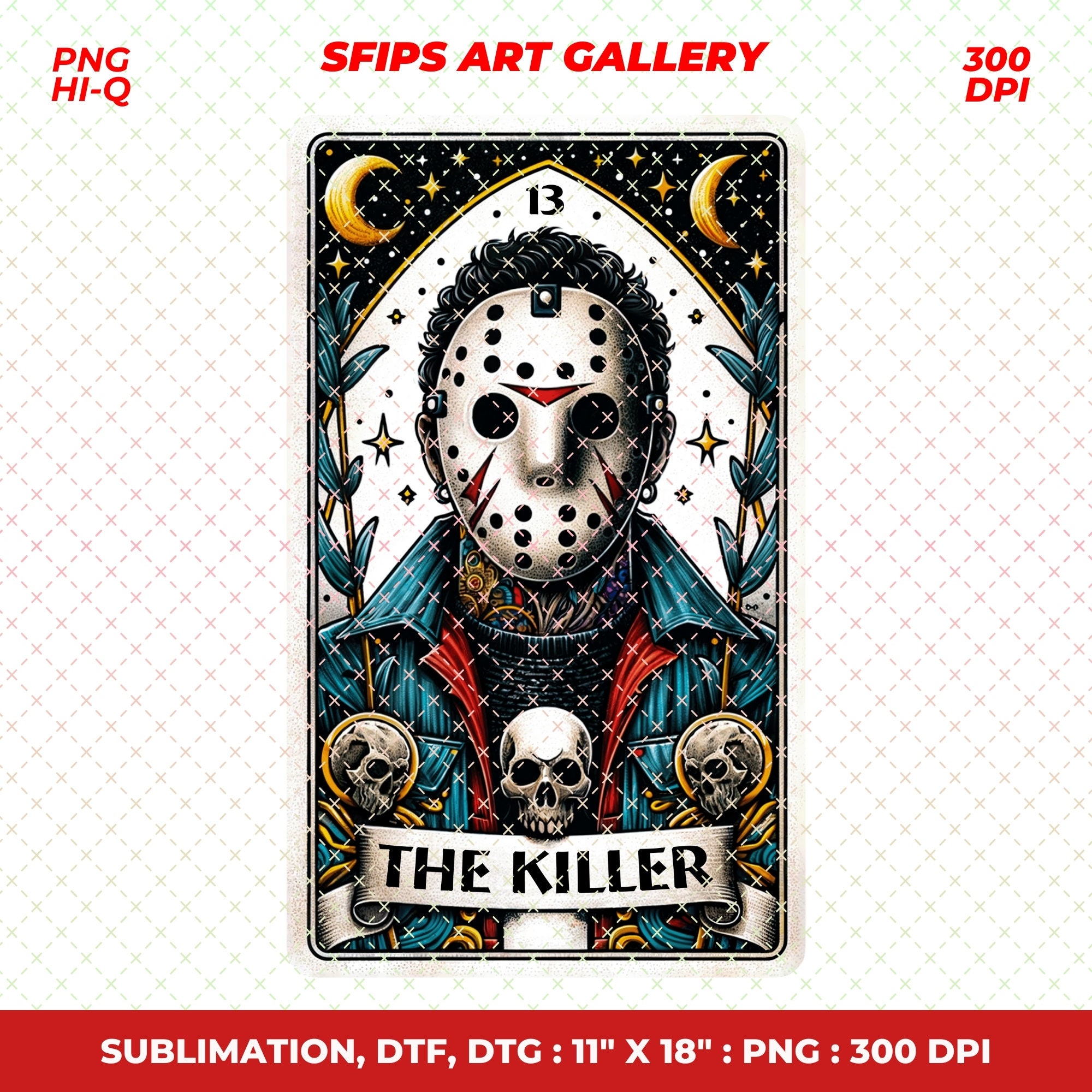 Jason the Killer Tarot Card PNG, Horror Fan Art, Horror Movie T-shirt ...