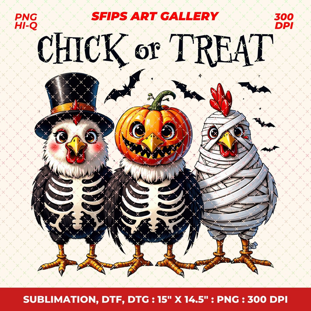 Chick or Treat Png, Halloween Chicken Png, Ghost Chickens Png, Farm ...