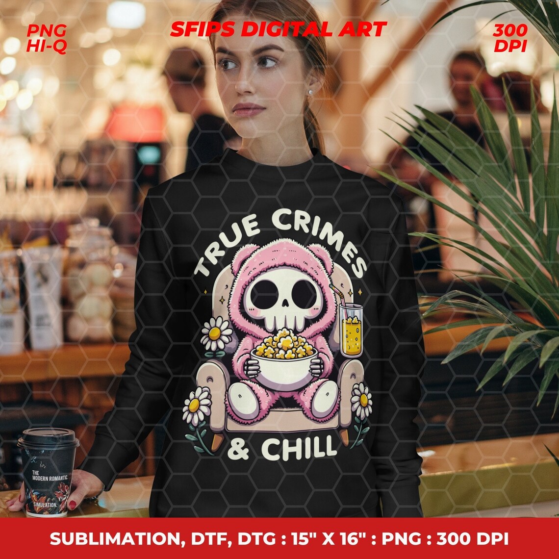 True Crimes & Chill PNG File, Cute Trendy Artsy Design for Graphic Tee ...