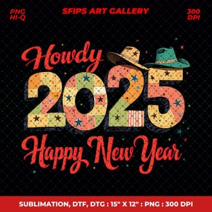 Howdy 2025 Png, Happy New Year Png, Western New Year Png, Cowboy New ...
