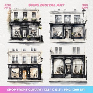 Watercolor Clothes Shop Front Clipart, Clothes Shop Front Clipart ...