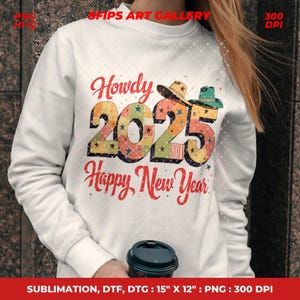 Howdy 2025 Png, Happy New Year Png, Western New Year Png, Cowboy New ...
