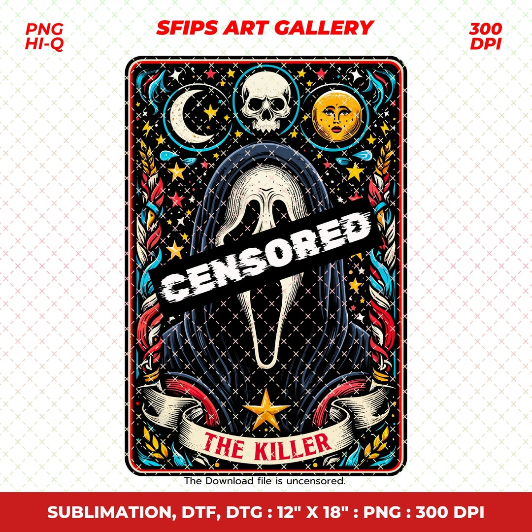 Ghost the Killer Tarot Card PNG, Horror Fan Art, Horror Movie T-shirt ...