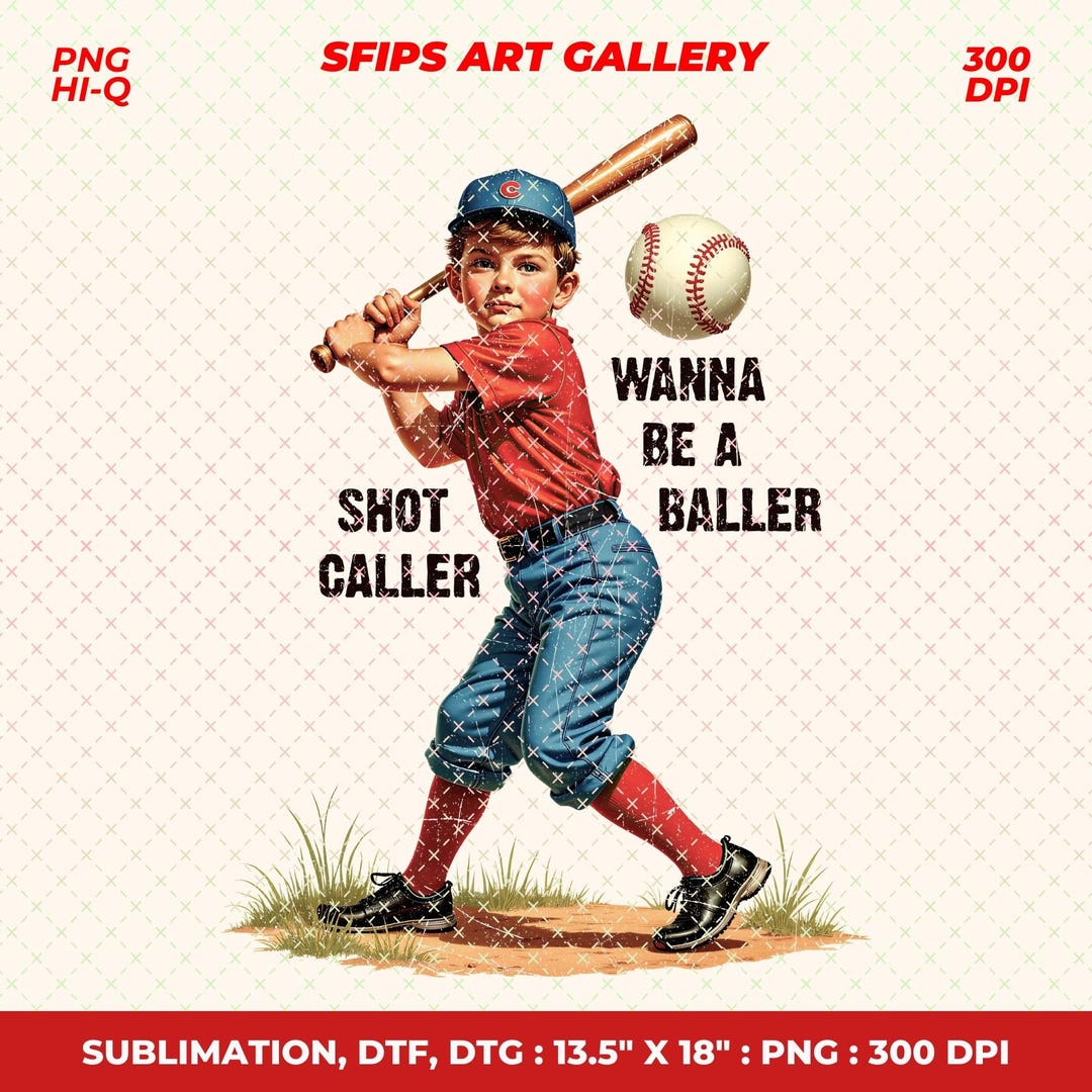 Wanna Be A Baller Shot Caller Png, Retro Baseball Png, Vintage Baseball ...