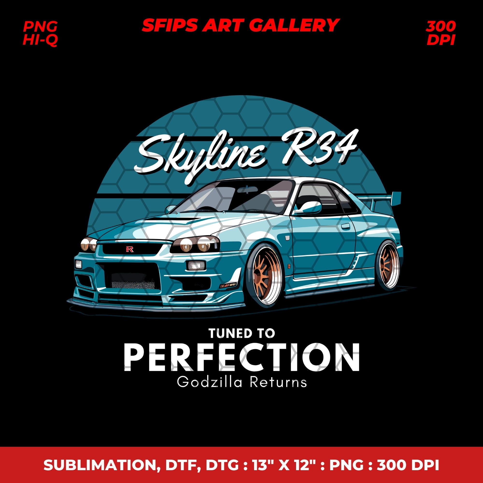 Skyline R34 PNG, Skyline R34 Tshirt Design, Tuned to Perfection ...