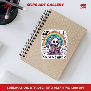 Grim Reader Png, Bookish Png, Book Png, Cute Grim Reaper Png, Trendy ...