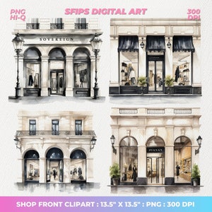 Watercolor Clothes Shop Front Clipart, Clothes Shop Front Clipart ...