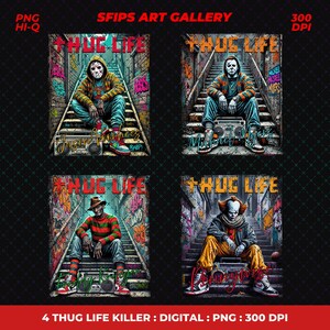 Thug Life Bundle, Killer Character PNG, Movie Halloween Png, Urban Trap ...