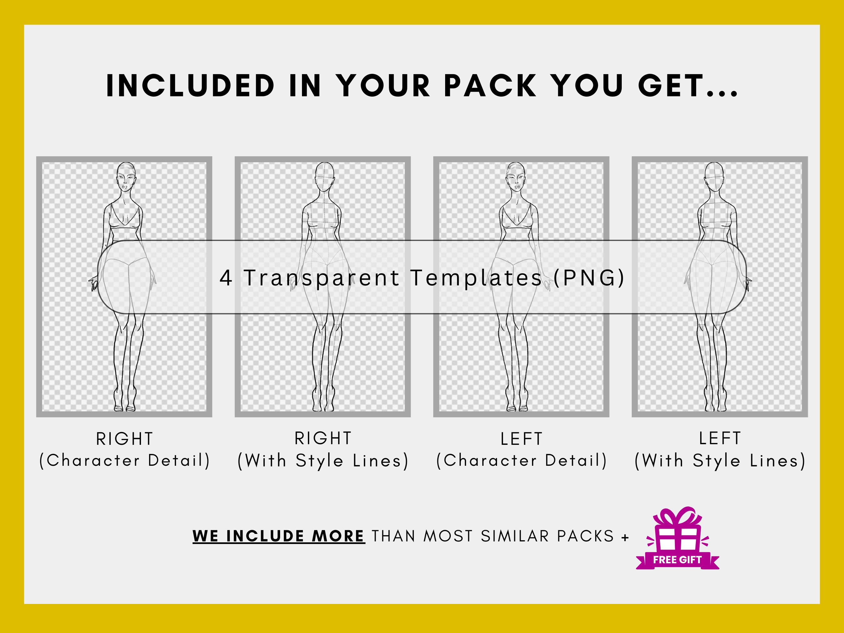 Pear Shape Fashion Figure Illustration Template. Instant Download PNG ...