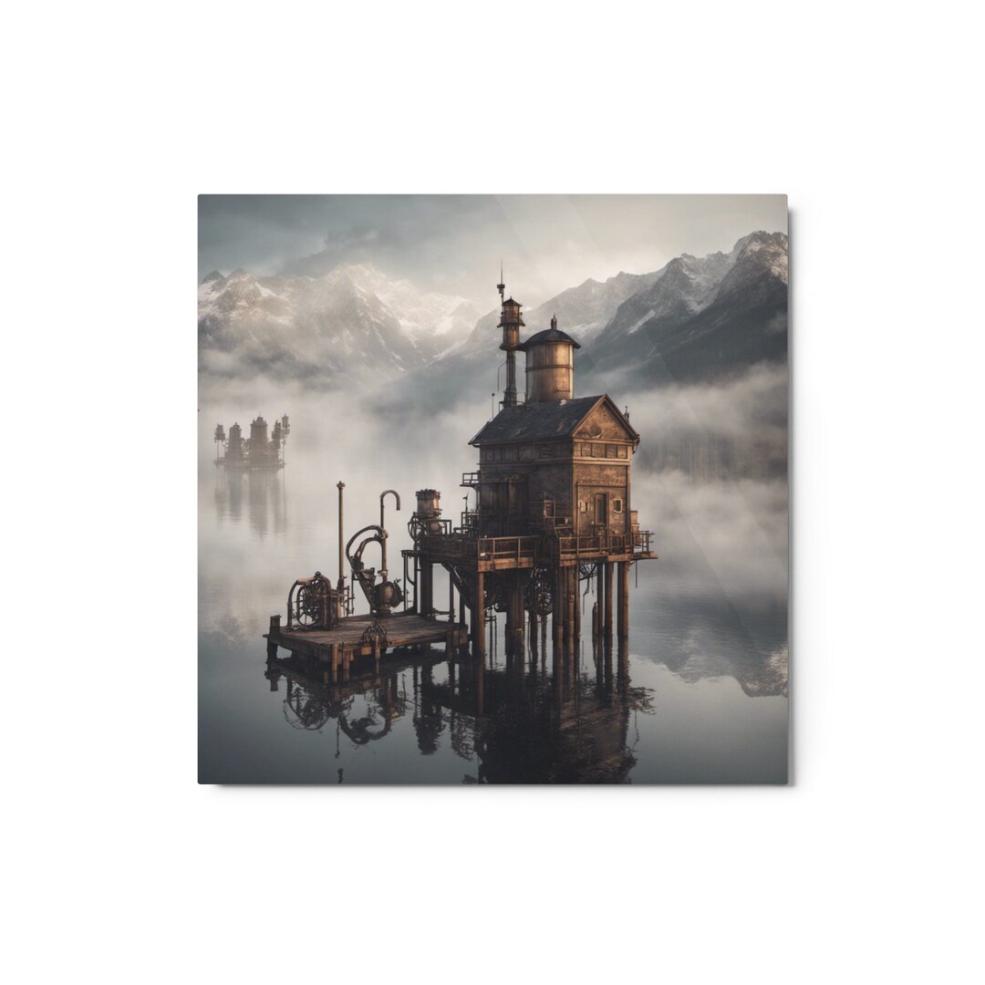 Steampunk Lake House Wall Art Gift Metal Print - Etsy
