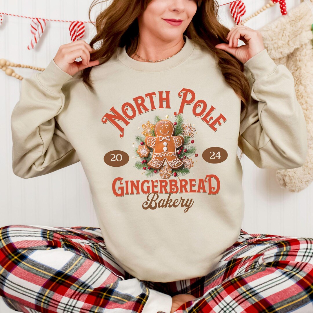 North Pole Holiday Gingerbread Man Crewneck | Festive Gingerbread ...