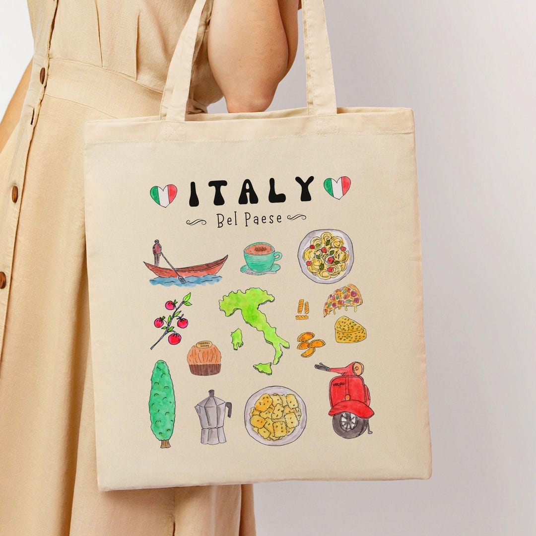 Italy Vacation Tote Bag - 100% Cotton Fabric Tote for Everyday Use ...