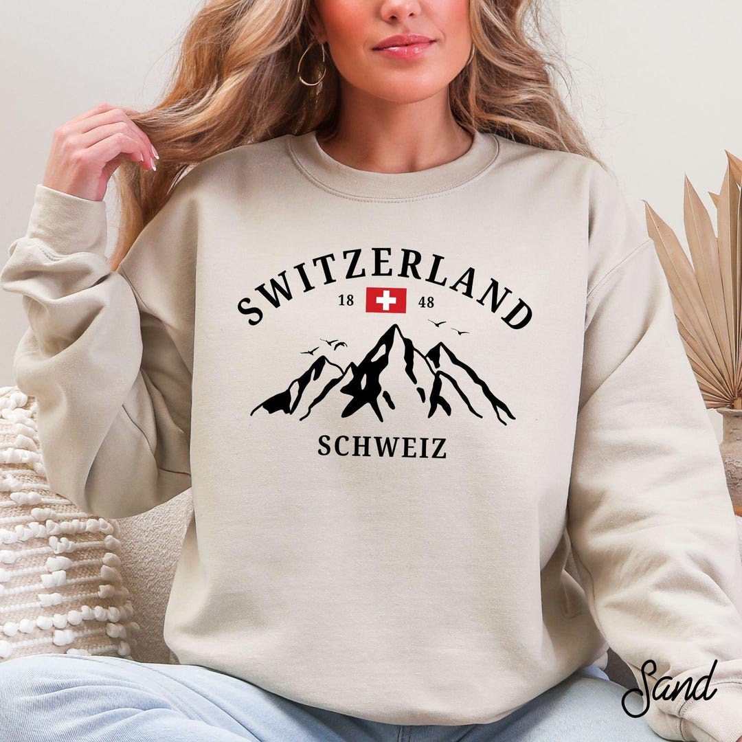 Switzerland Travel Sweatshirt | Swiss Flag Crewneck Sweatshirt | Alps ...