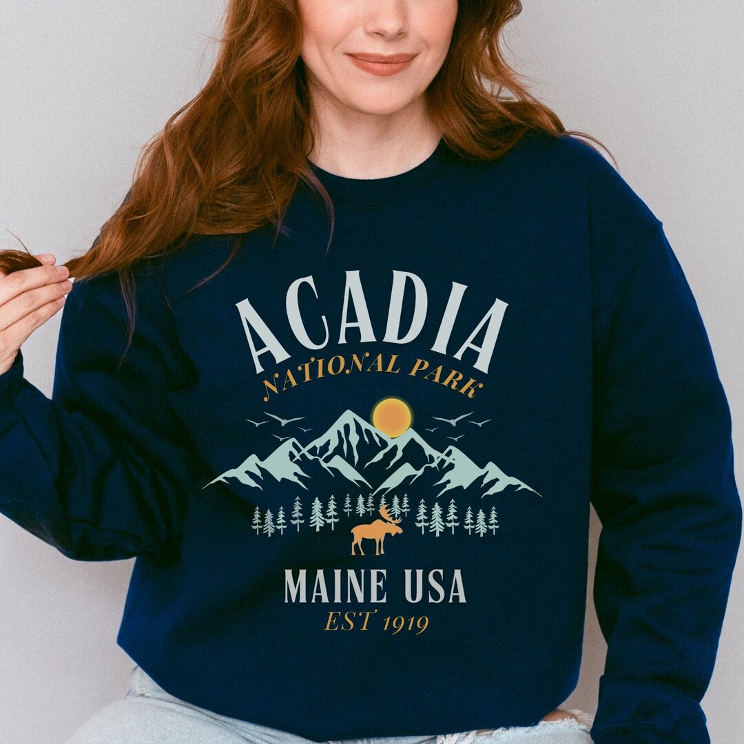Acadia National Park Sweatshirt Retro Mountain Hiking Shirt Vintage ...