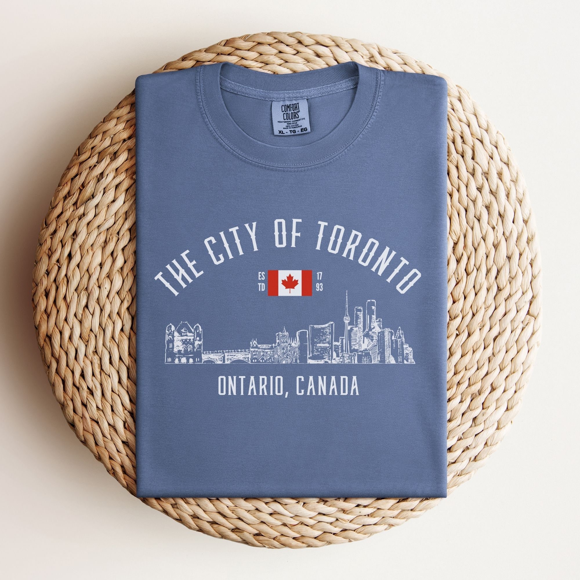 Toronto Crewneck Hand-drawn Cityscape Comfort Colors Tee, Canadian Gift ...
