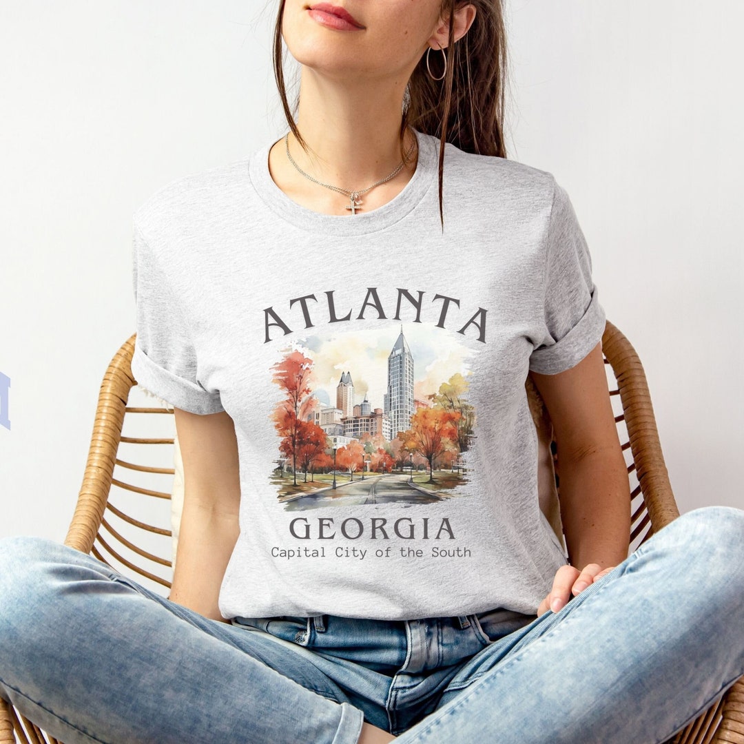 Atlanta Georgia Travel Shirt, Vintage Aesthetic Retro Tee, Peach State ...
