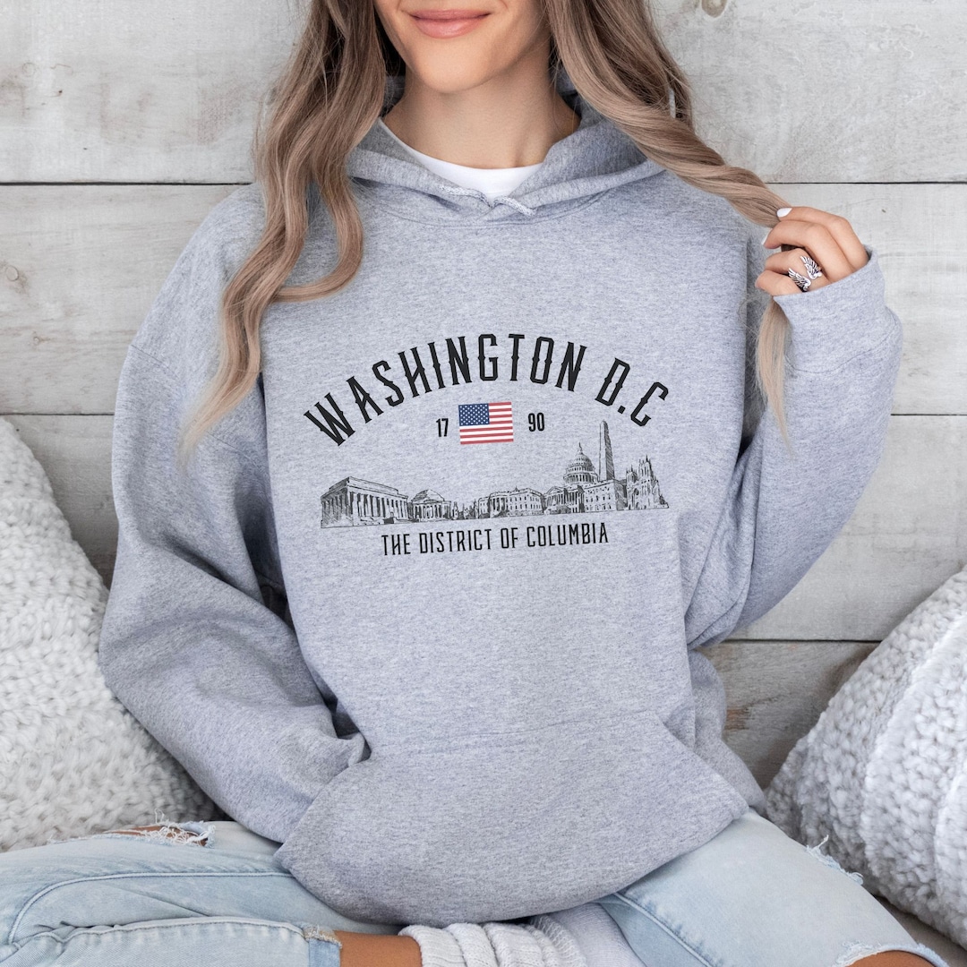 Vintage Washington DC Hoodie - Retro Pullover, Unisex College ...