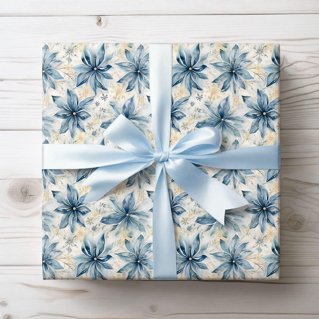 Vintage Snowflakes Christmas Gift Paper, Winter Gift Wrap Paper ...