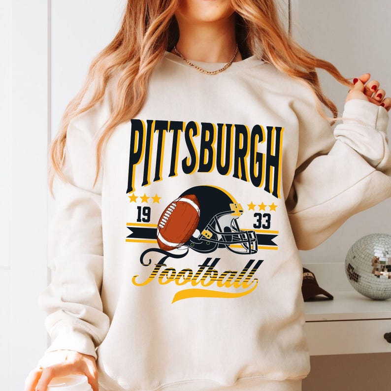 Vintage Varsity Pittsburgh Game Day Sweatshirt | Steeler Crewneck Retro ...