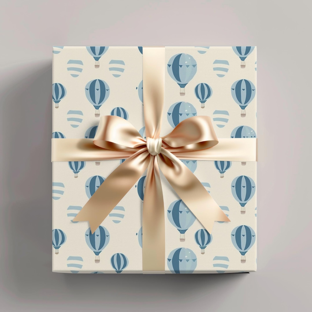 Baby Boy Gift Wrap Paper - Blue Baby Shower Wrapping Paper Roll - Cute ...