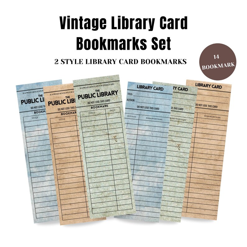 Vintage Reading List Bookmarks,printable Retro Bookmark Library Card ...