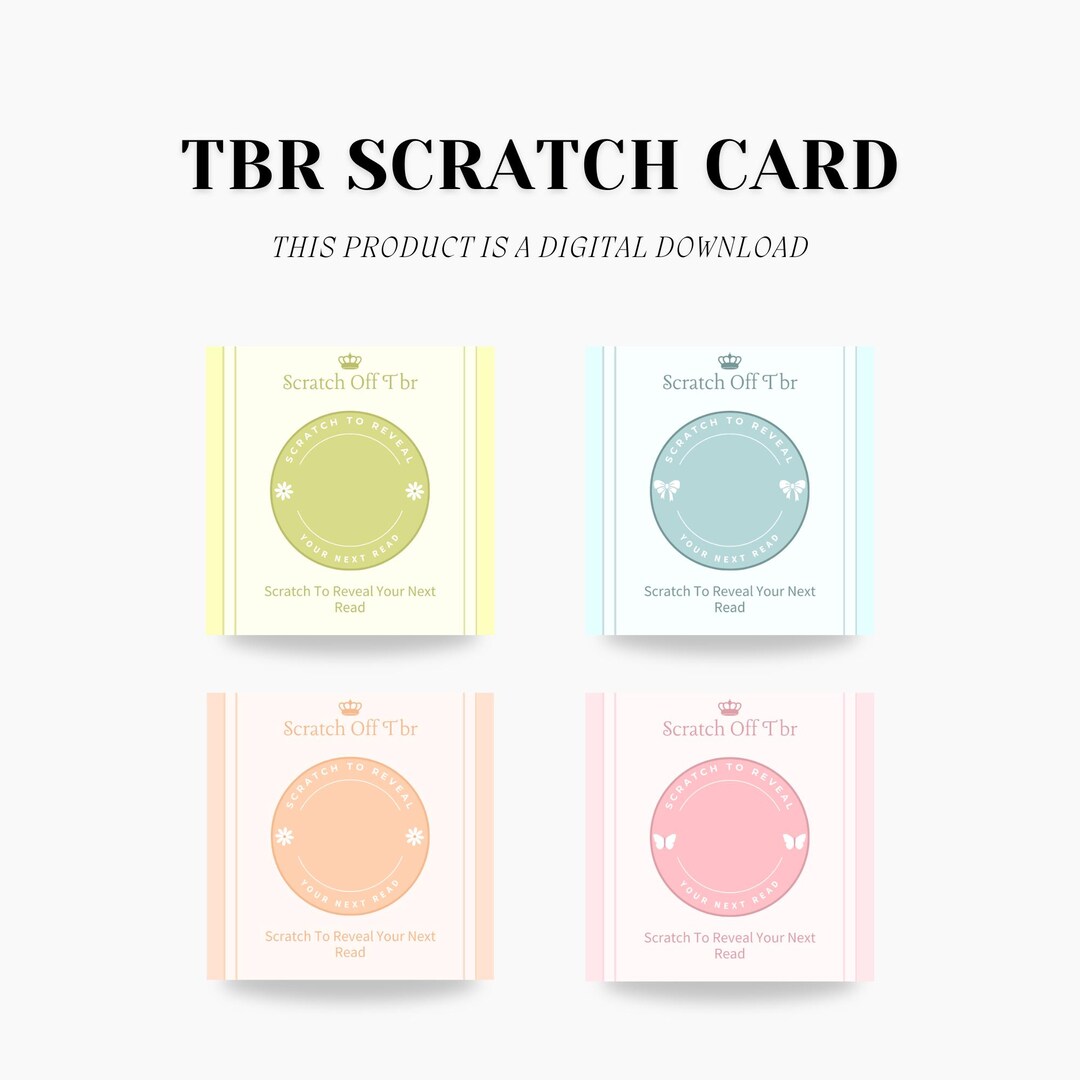 Printable Scratch off TBR Cards,cute Pastel Tbr Scratch Game,pastel Tbr ...