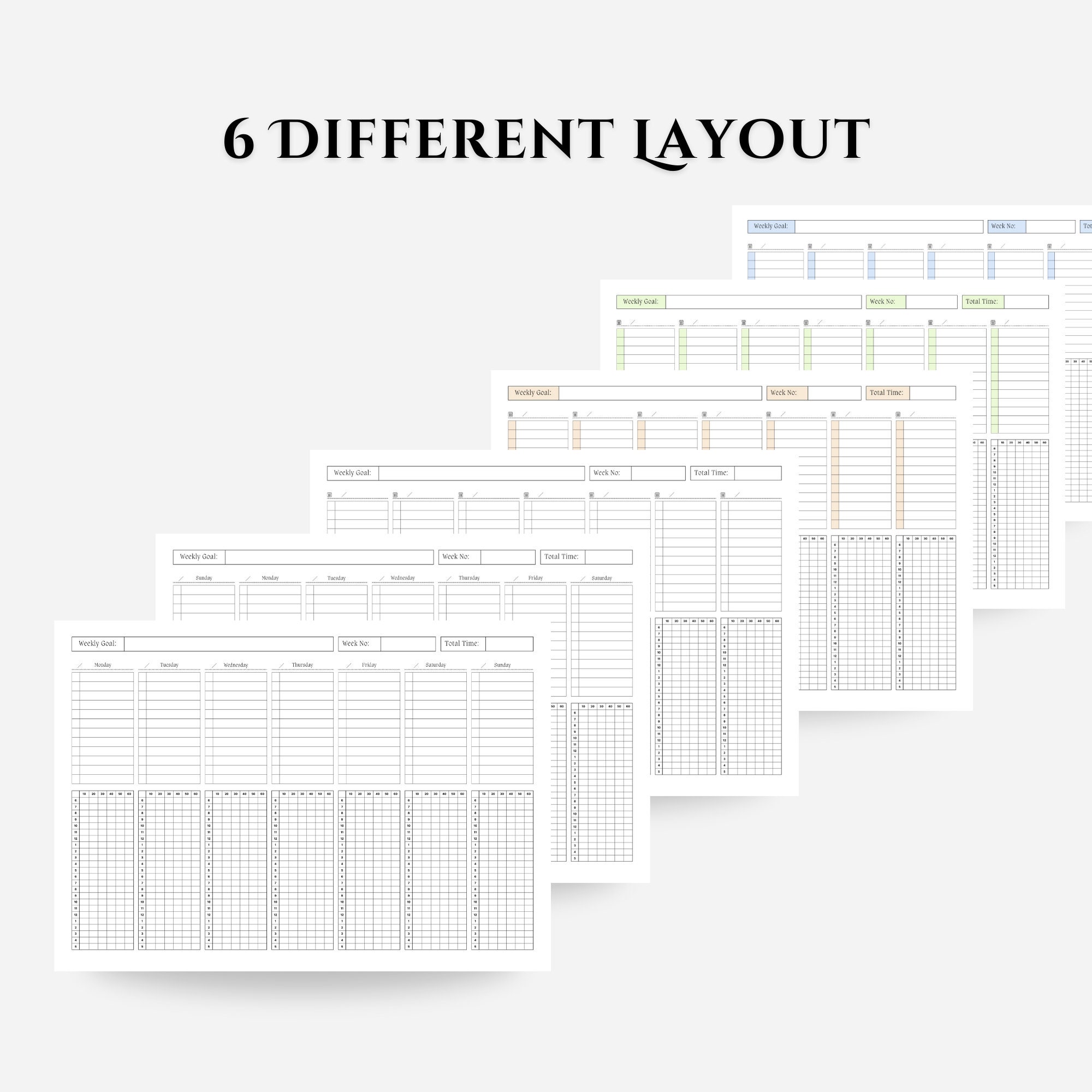 Digital Weekly Study Tracker Planner Page,landscape Layout 10 Minutes ...