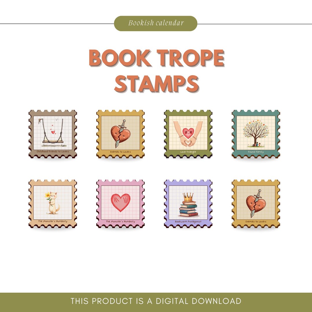 Cute Book Trope Stamps, Bookworm Png Svg (digital Download) - Etsy