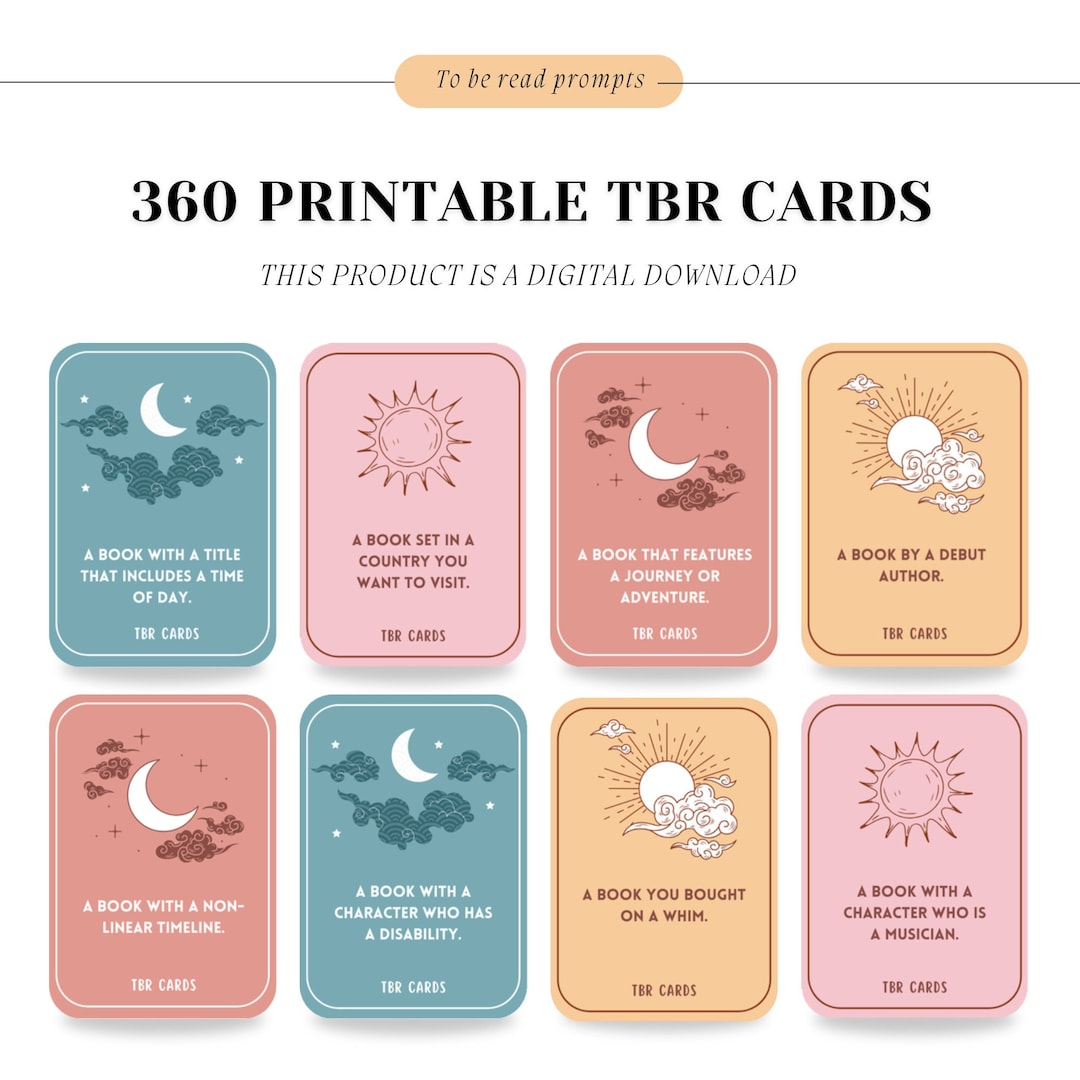 Printable TBR Cards,cozy Cute TBR Jar Reading Prompts,to Be Read ... Printable TBR Cards,cozy Cute TBR Jar Reading Prompts,to Be Read ...