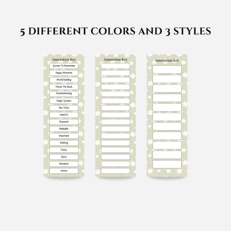 Pastel Annotation Key Bookmarks: Reading Tracker, Bookish Gift (PDF/PNG ...