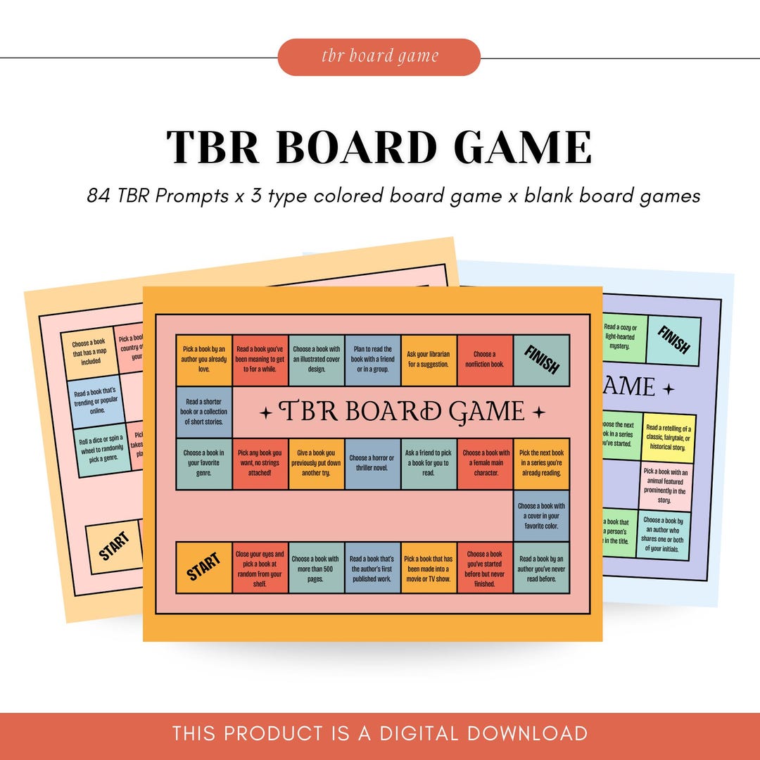 Printable TBR Board Game: Colorful Reading Challenge (digital Download ...
