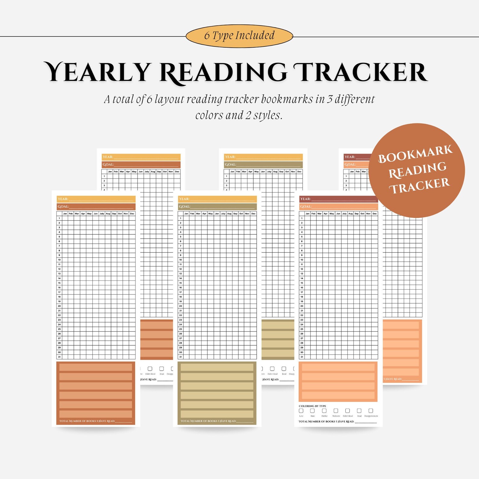 Printable Yearly Reading Tracker Bookmark,reading Habit Tracker,fill in ...