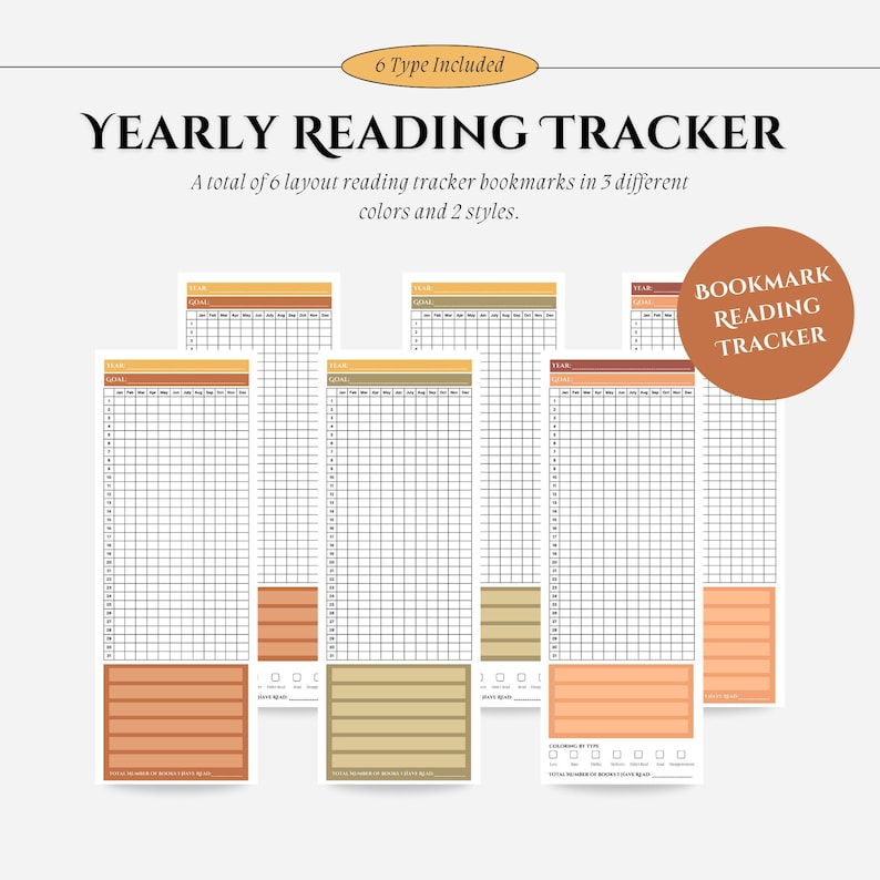 Printable Yearly Reading Tracker Bookmark,reading Habit Tracker,fill in ...