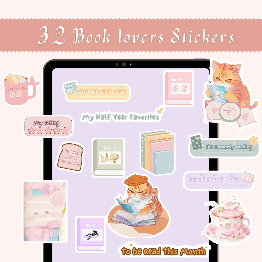 Cute Pastel Book Lover Digital Stickers Book Genre Stickers - Etsy