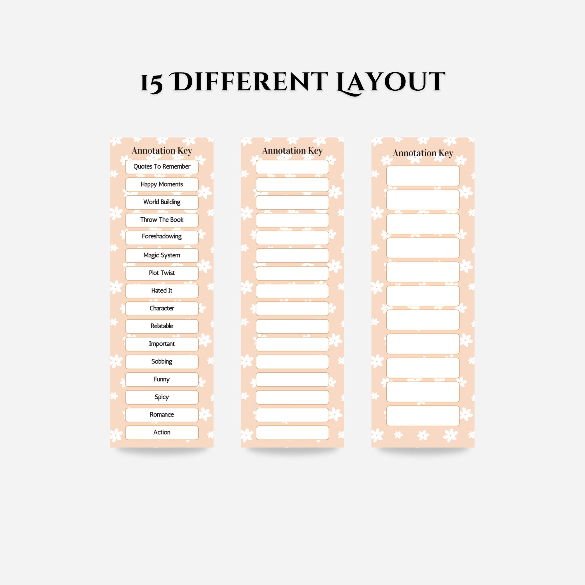 Bright Colorful Annotation Key Color Guide Bookmarks,printable Pastel ...