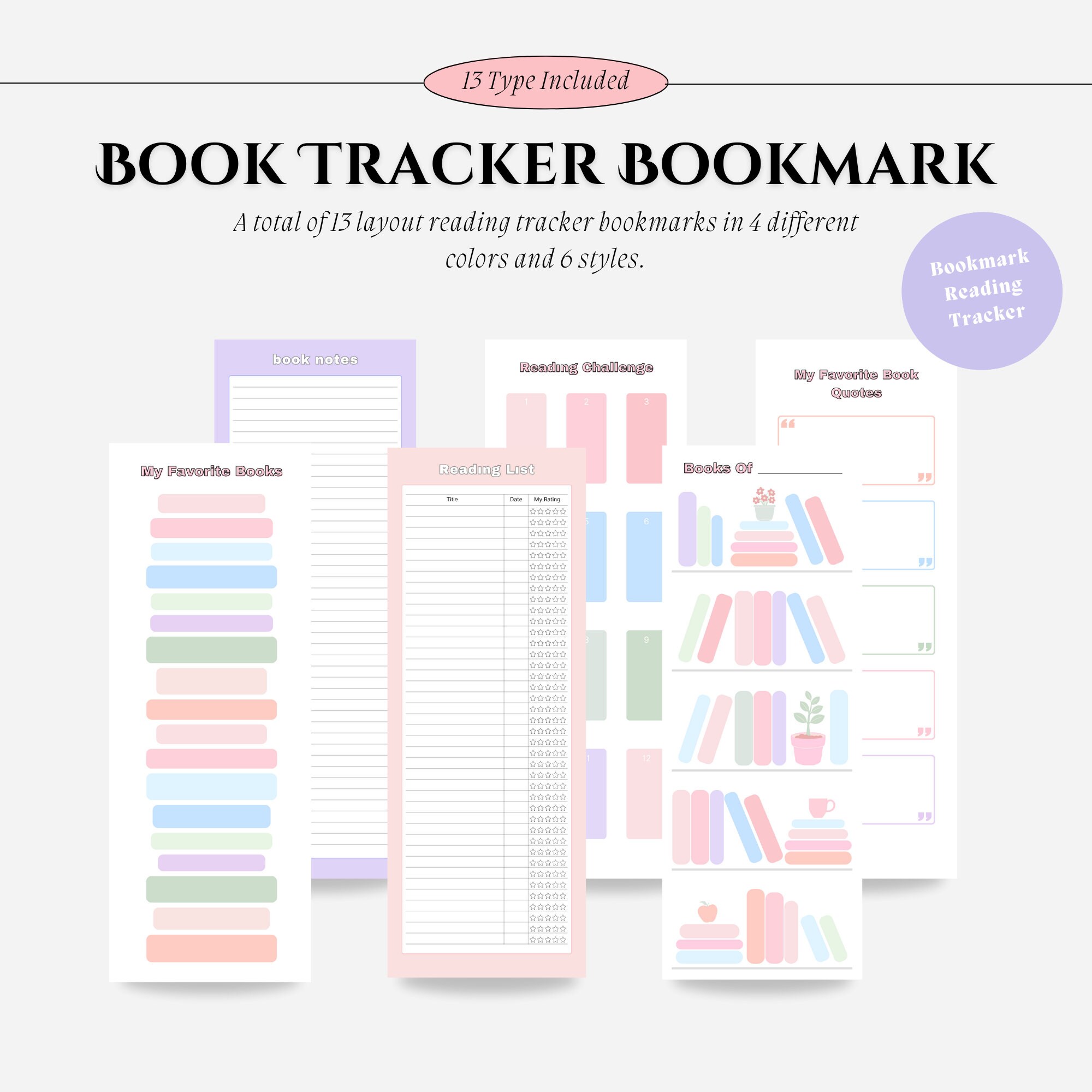 Printable Reading Tracker Bookmarks,reading Habit Tracker,book Tracker ...