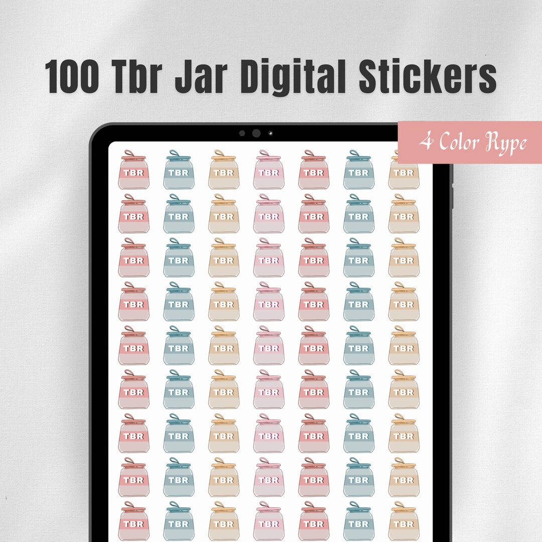 TBR Jar Reading Planner Digital Stickers,100 to Be Read Jar Stickers ...
