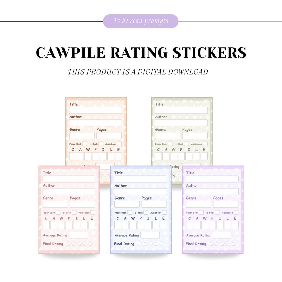 Digital Cawpile Planner Stickers,cute Pastel Rating Stickers,pink Book ...