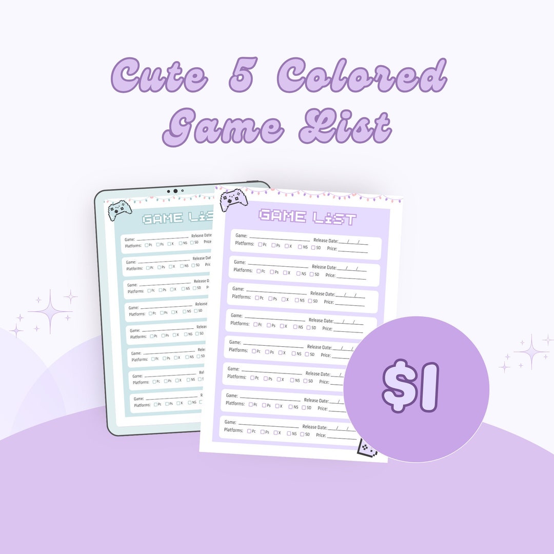Printable Video Gaming Tracker ,video Game Wishlist,game Shopping List ...
