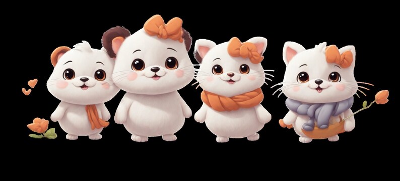 5 Cute Cartoon Clipart Bundle, Cute Cartoon PNG Clipart Set Instant ...