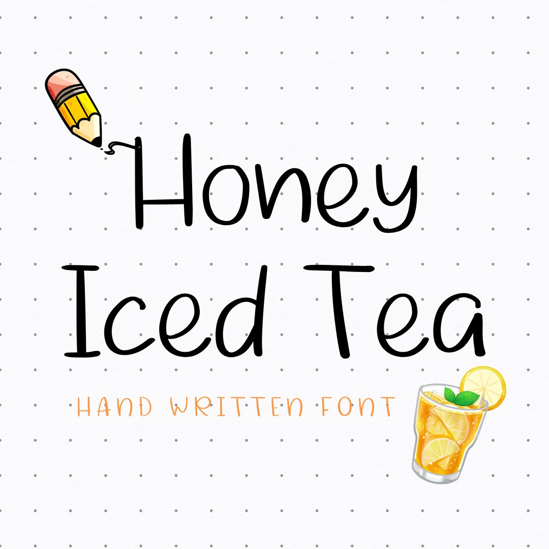 Honey Iced Tea Font, Cute Handwritten, Procreate Font, Goodnotes ...