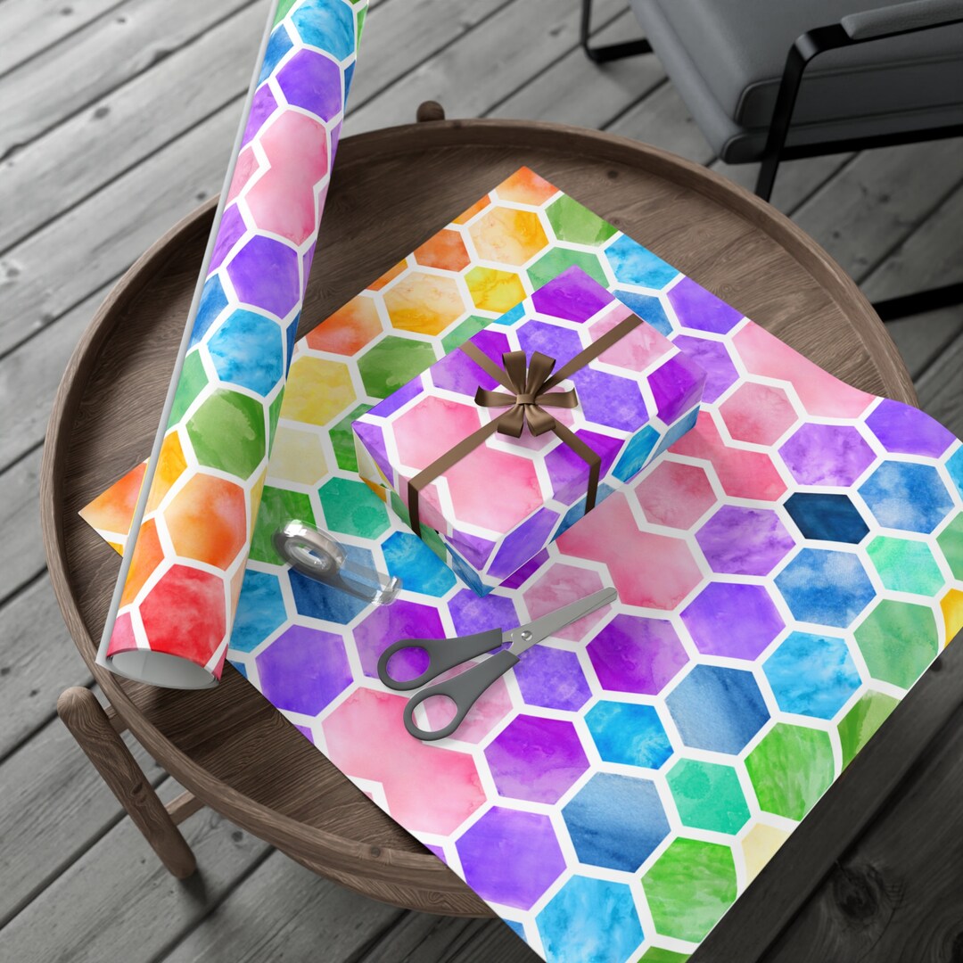 Honeycomb Rainbow Gift Wrap Paper - Etsy