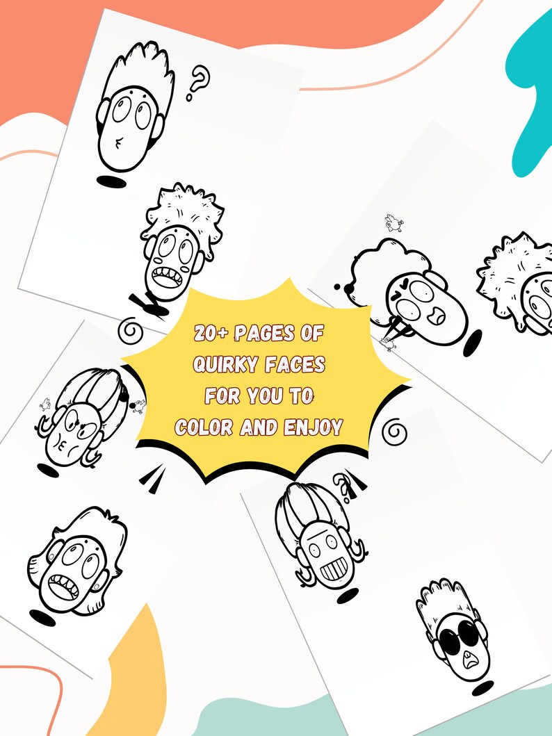 Quirky Faces Coloring Book - Etsy