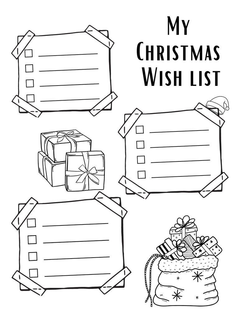 Printable Christmas Wish List for Kids and Adult Printed List for ...
