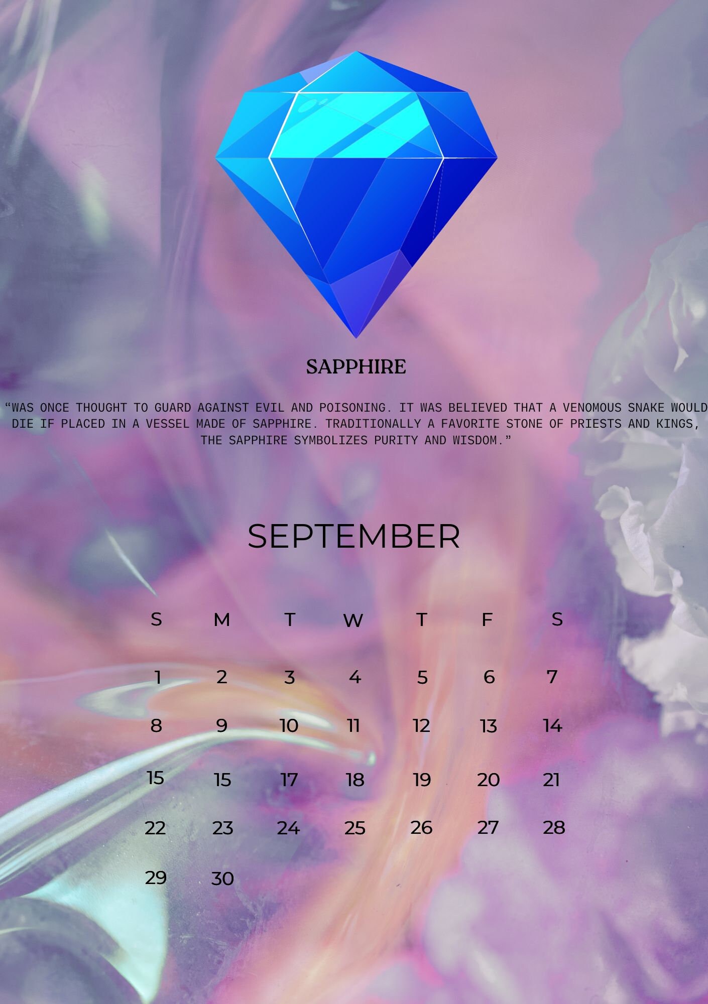 Printable Calendar With Birthstones and Their Meaning. - Etsy