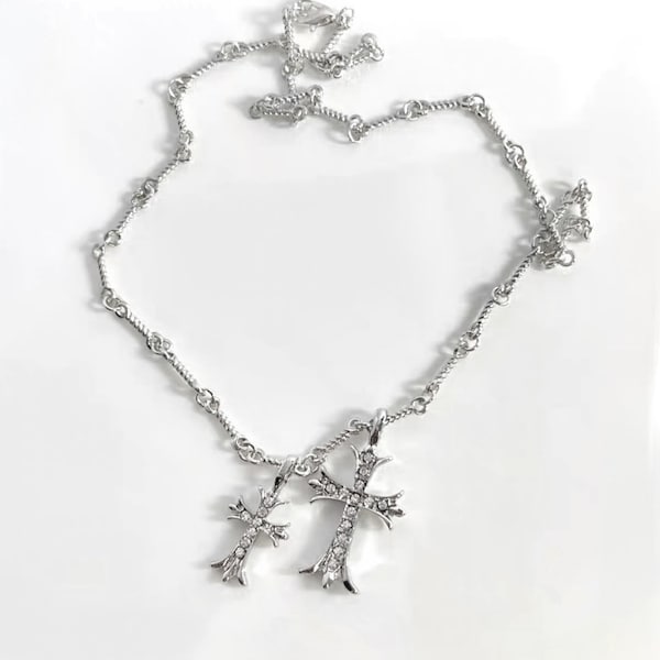 Y2k Chunky Silver Cross Necklace - Etsy