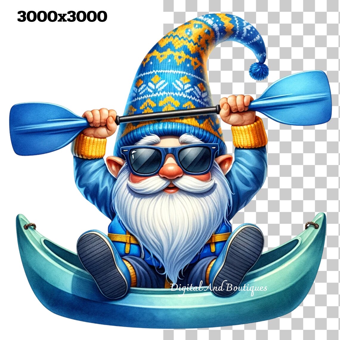 Kayak Gnome Clipart, Camping Gnomes, Whimsical Gnome Clipart , Fishing ...